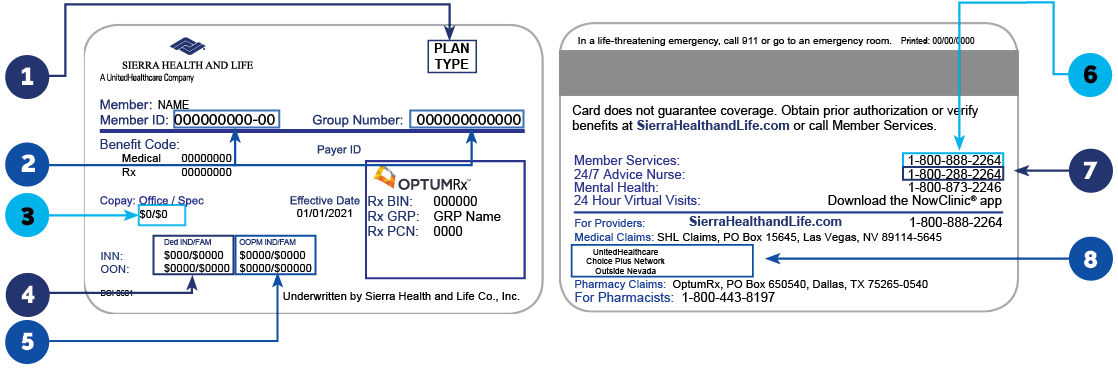Health Plan ID Card - Member - Sierra Health and Life